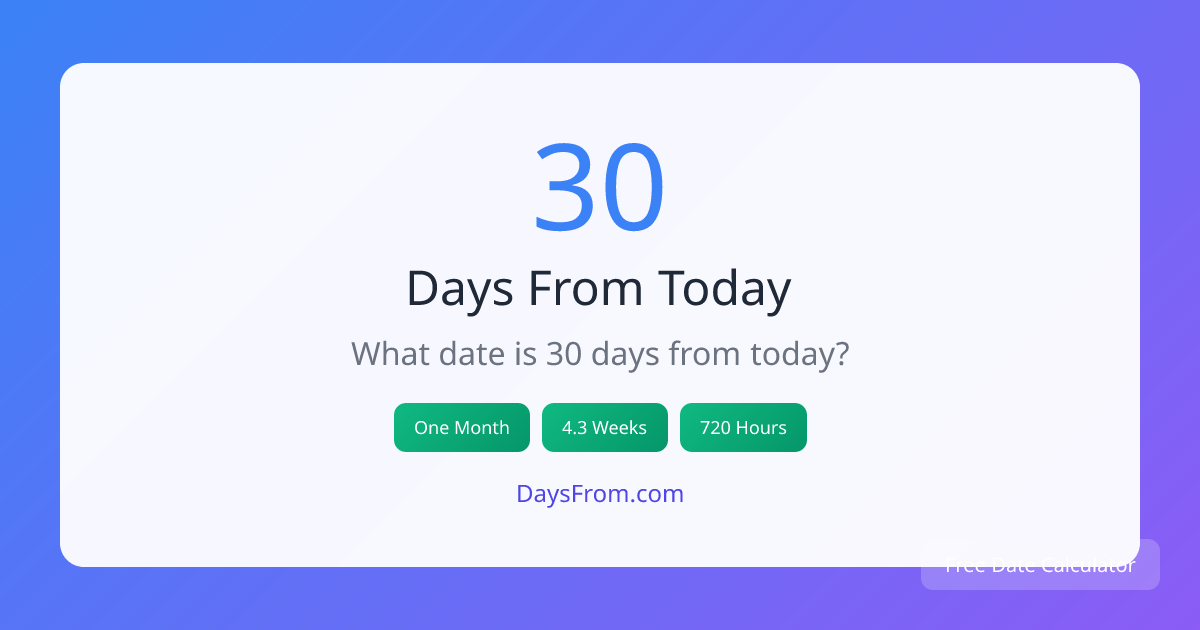 30 Days From Today (2025) - Free Online Calculator | DaysFrom
